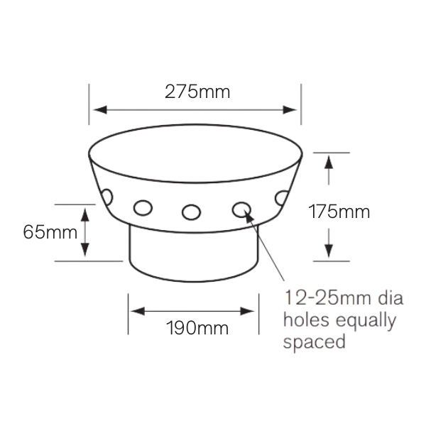 C L Jones. BLACK ELEPHANTS FEET CHIMNEY CAPS 190MM