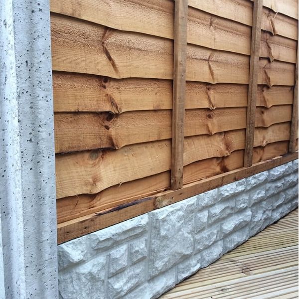 C L Jones. 6' ROCK FACE CONCRETE FENCE BASE PANEL 1.8MX305X50MM WC HP LW